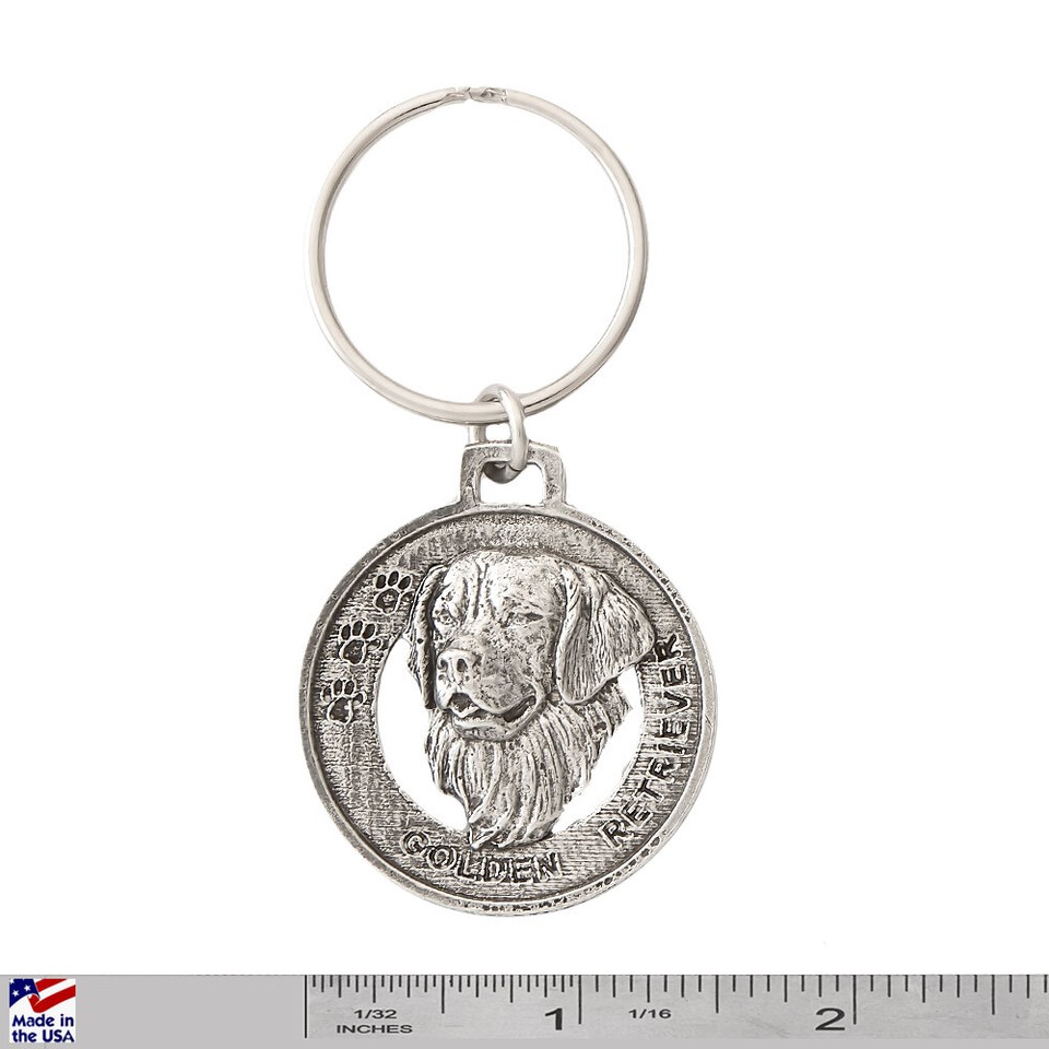 Creative Pewter Designs Golden Retriever Dog Pewter KeyChain, Key Fob ...