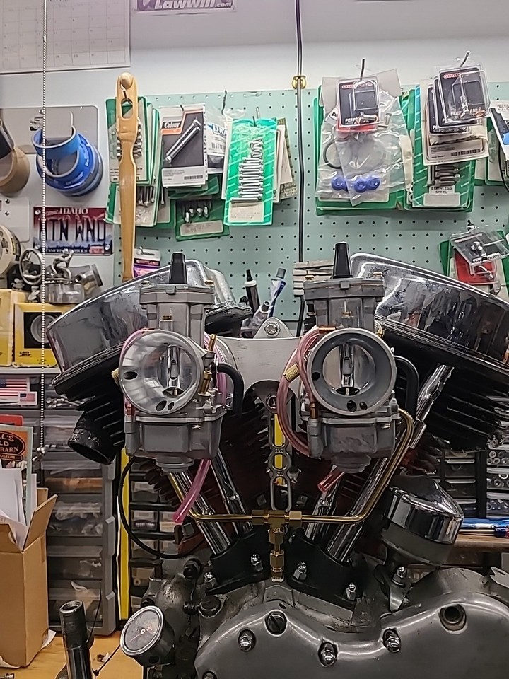 Dual Carb Manifold with Carbs for Harley Panhead, Showelhead, Ironhead ...