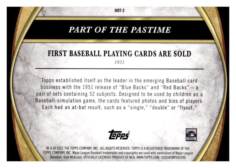 2021 Topps The History of Topps #HOT2 First Baseball Playing Cards Are ...