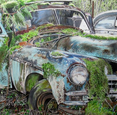 Classic Car Art, Salvage Yard, Cars, Drawing, Original Artwork By N.E ...