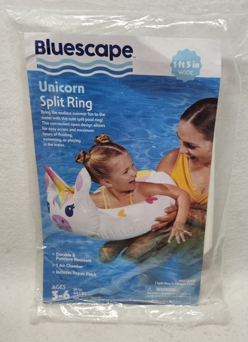 Bluescape White Unicorn Split Inflatable Swim Ring Pool Float, Ages 3-6 ...