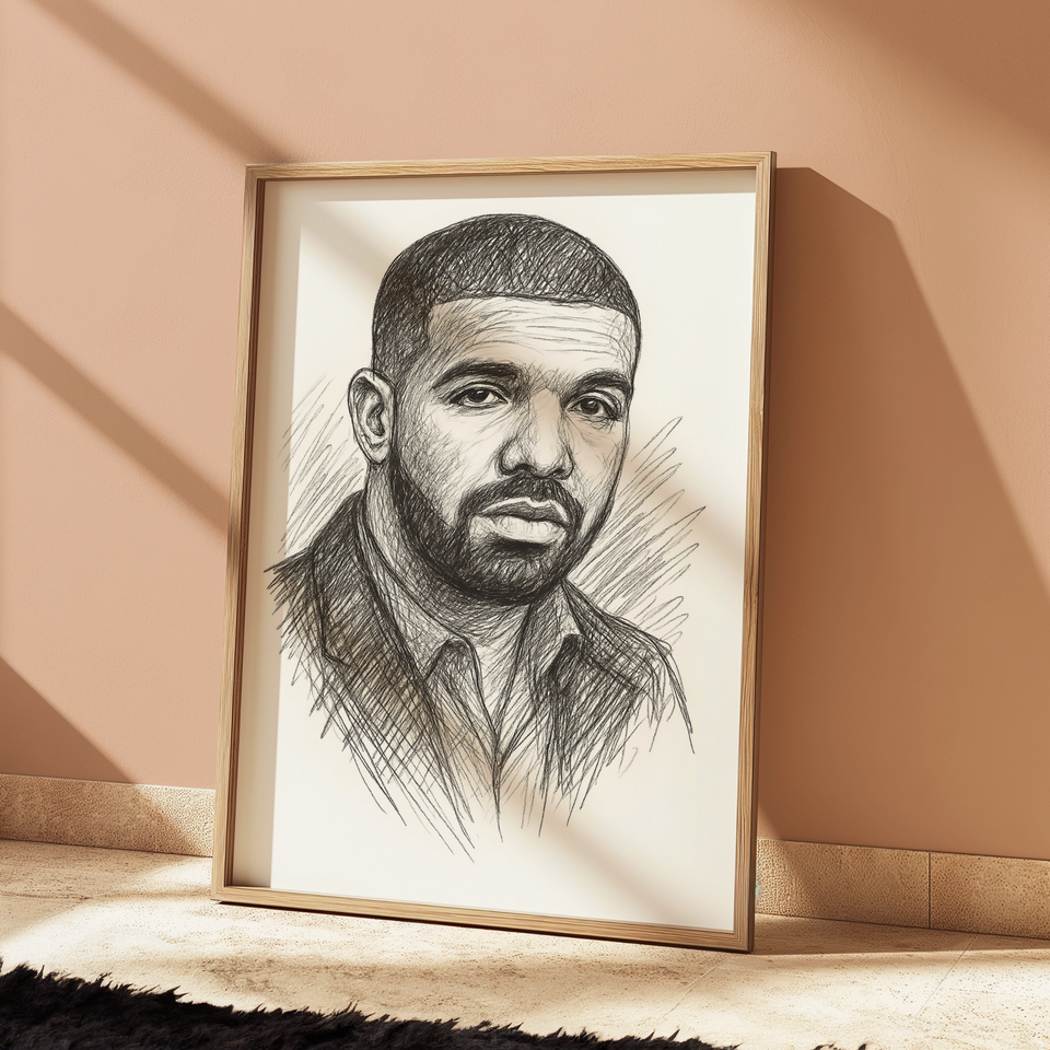 DRAKE DRAWING PRINT PORTRAIT SKETCH 8" x 10" DRAKE WALL ART | eBay
