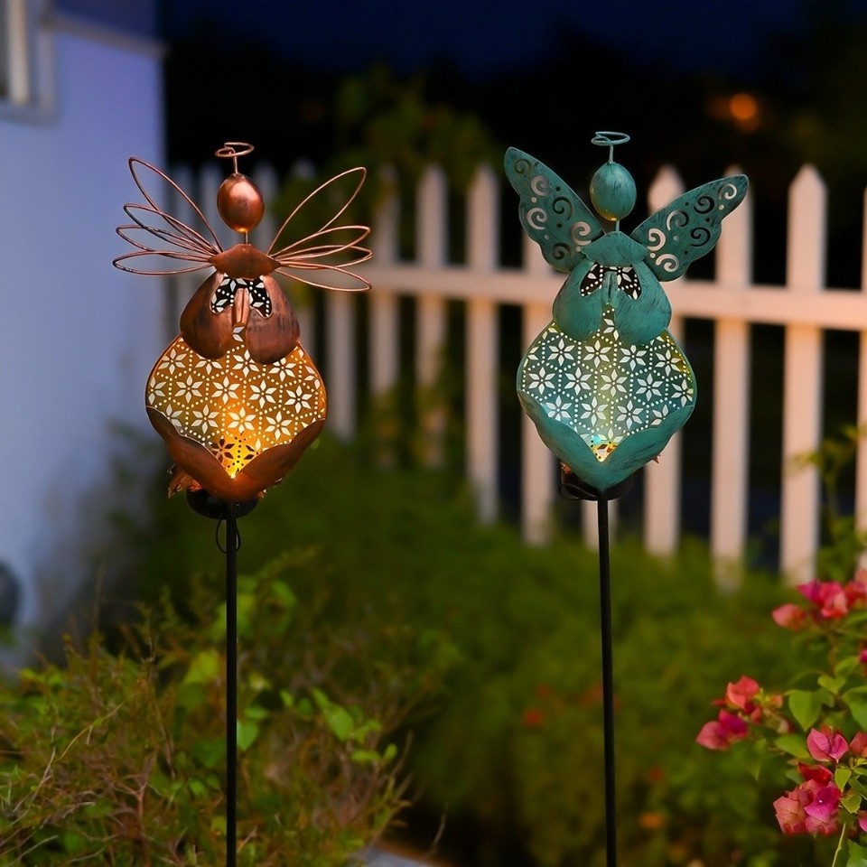 35 4 Inch Angel Solar Light Waterproof Metal Garden Stake for Outdoor ...