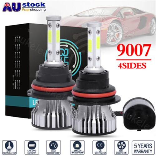 2x 4-Side 9007 LED Headlight Bulbs HB5 High Low Dual Beam 6500K Super ...