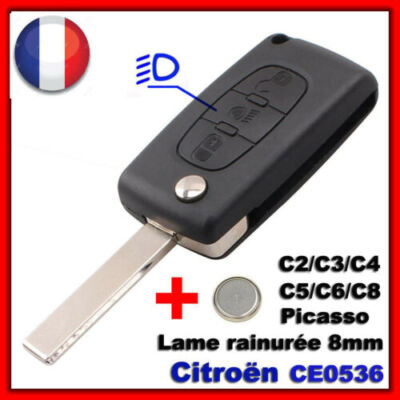 Coque plip Key for Citroen C1/C2/C3/ C4/C5/C8 Picasso/Button Fog CE0536 ...