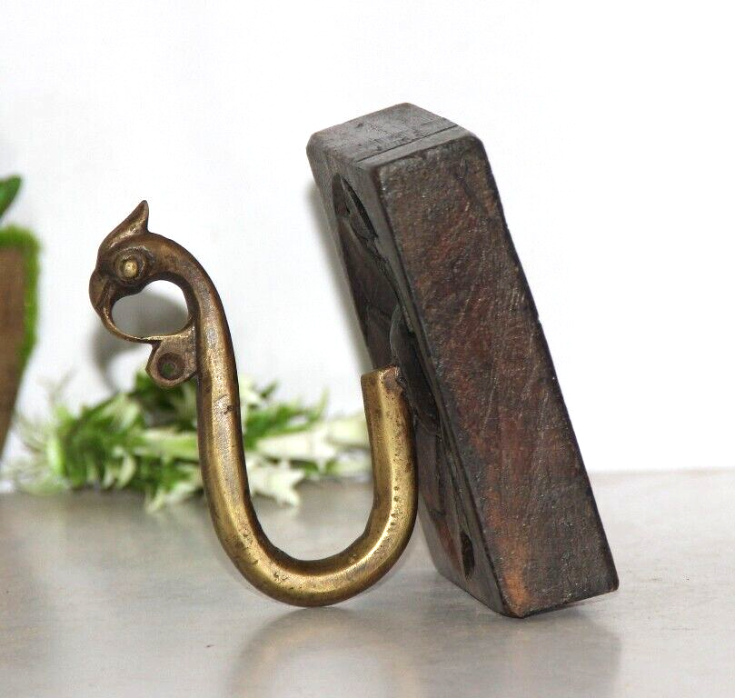 Antique Wooden Wall Hanging 3 Hooks Hanger Original Old Hand Carved | eBay