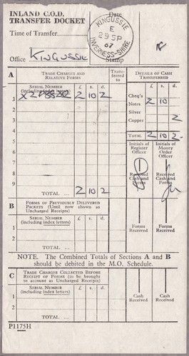 INLAND COD TRANSFER DOCKET 1967 KINGUSSIE INVERNESS-SHIRE CDS | eBay UK