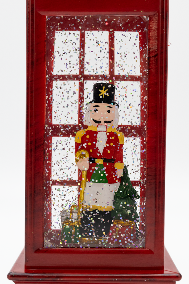 Christmas Snow Globe Ornament Nutcracker Xmas Decor Telephone Box Red ...