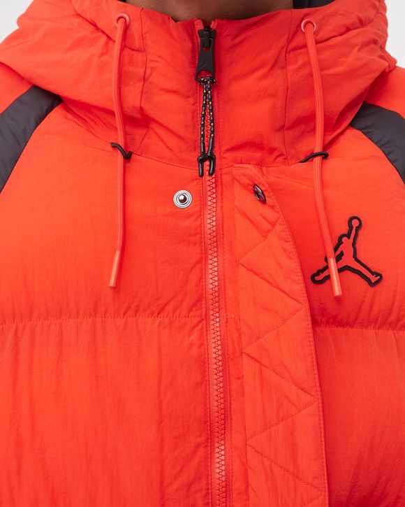 Nike Air Jordan Essential Puffer Jacket Insulated Red Hooded Black Logo ...