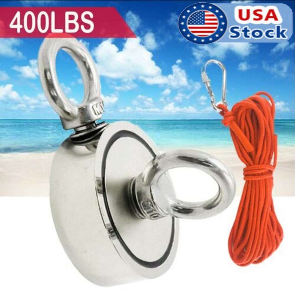 400LBS Fishing Magnet Kit Strong Neodymium Pull Force Treasure Hunt ...