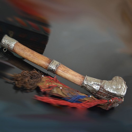 12"Chinese dynasty silver Gem Silk horn Ritual Kangling Trumpet Horn ...