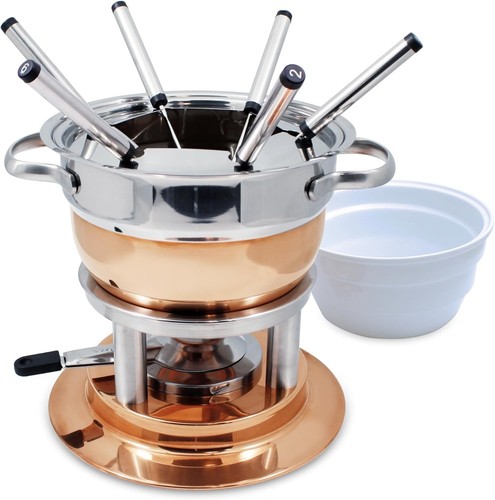 Lausanne 11-Piece Copper Plated Fondue Set - Ideal for Cheese ...