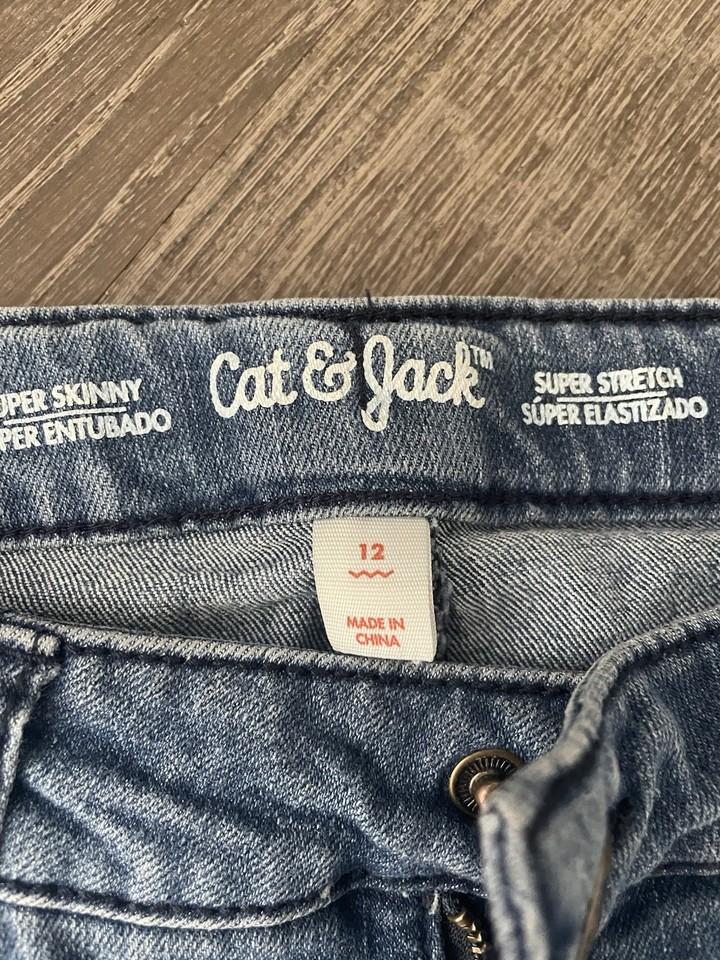 Cat & Jack Girls' Size 12 Super Stretch Super Skinny Jeans Denim Pants ...