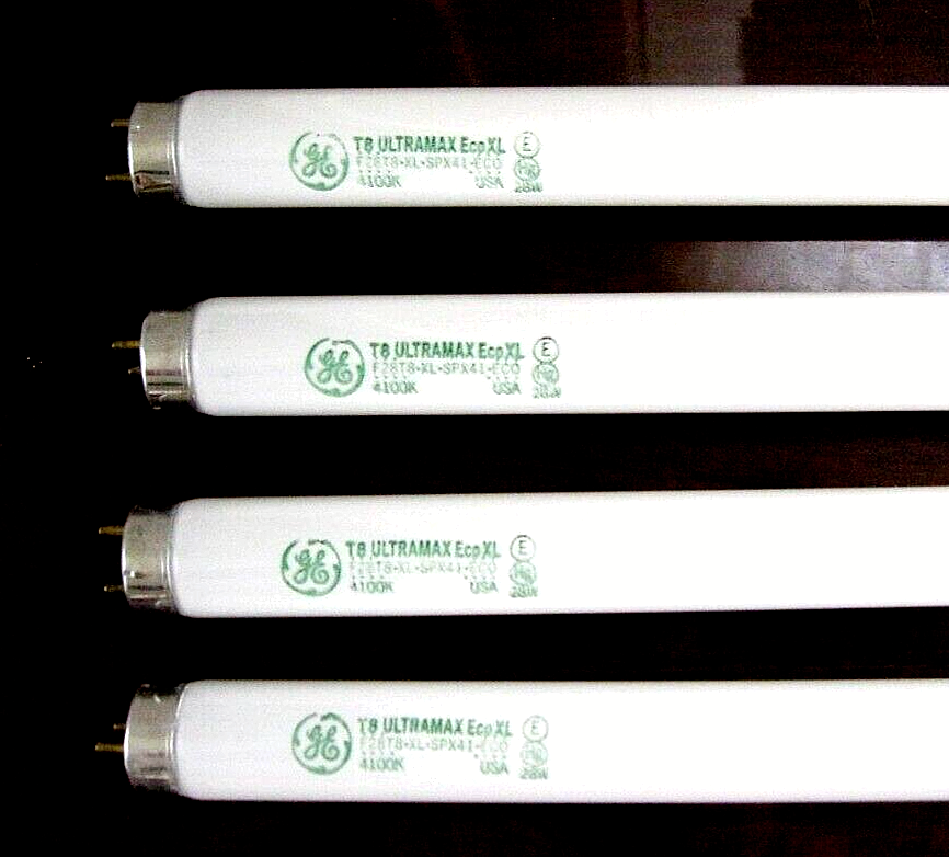 4 GE F28T8/XL/SPX41 UltraMax T8 ECO 28 Watt 4ft Fluorescent Tube Light ...