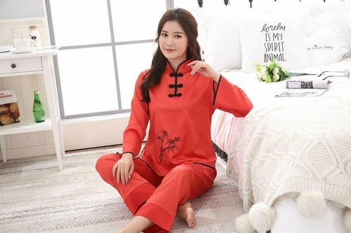 New Chinese Style Women Silk Pajamas Sets Sleepwear Nightdress ...