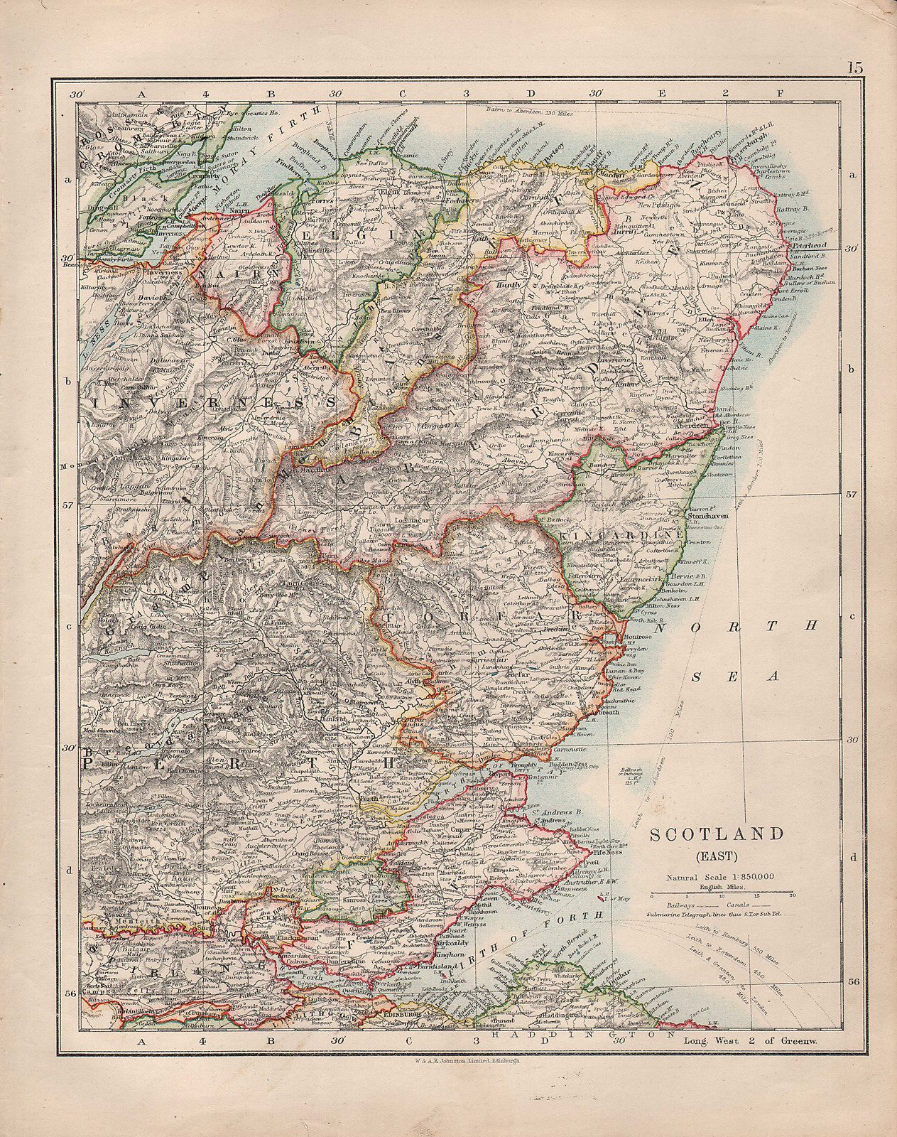 1914 MAP ~ SCOTLAND EAST ~ FORFAR INVERNESS ABERDEEN FIFE | eBay