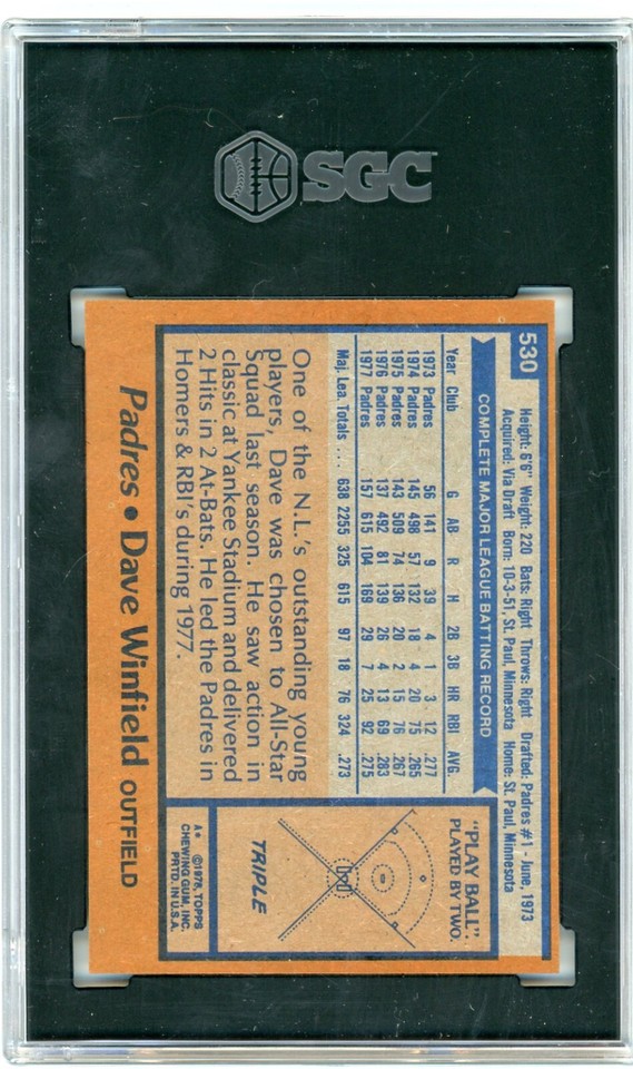 1978 Topps - #530 Dave Winfield - Padres HOF SGC 6.5 | eBay