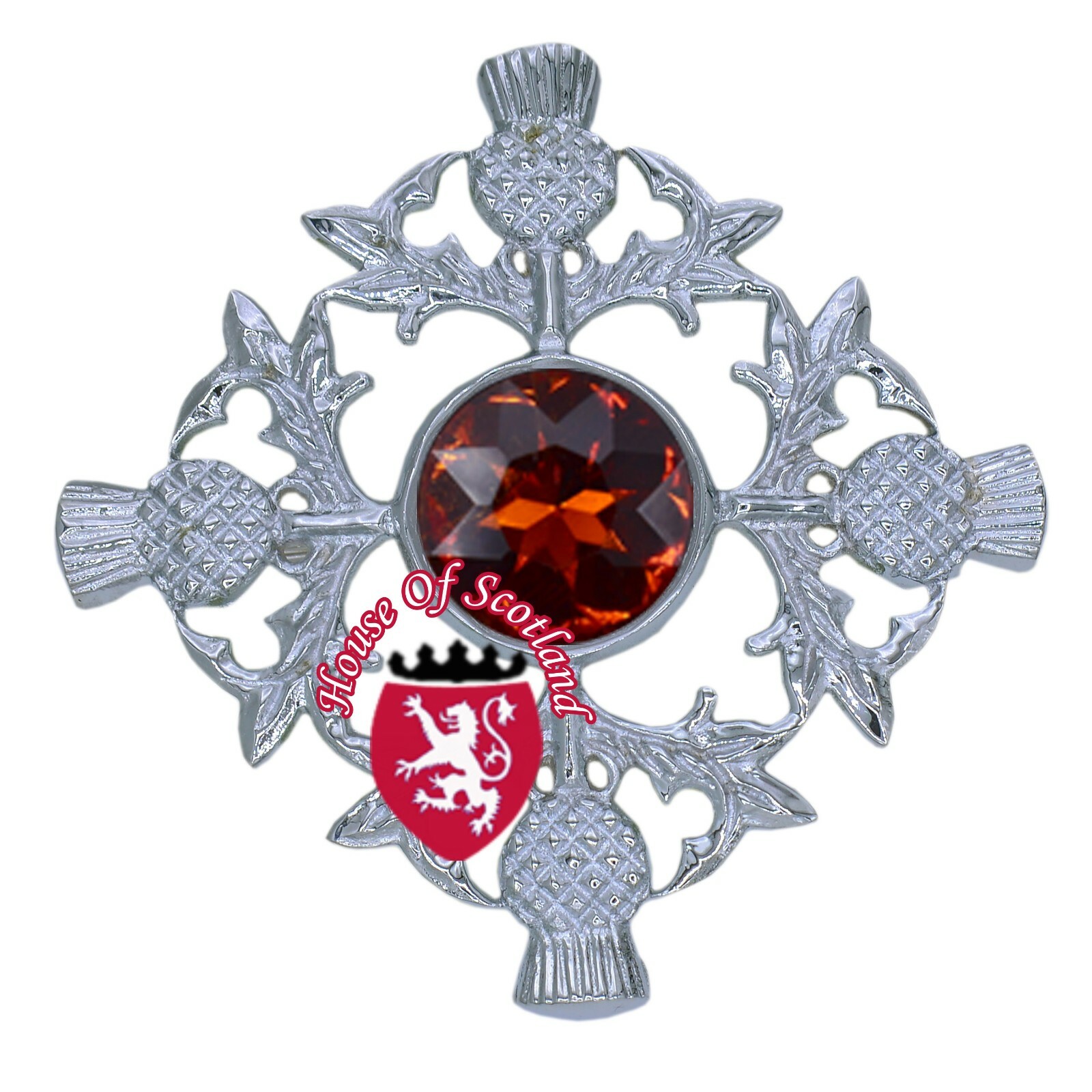 Scottish Kilt Fly Plaid Brooch Various Stone Chrome 4 Thistle Brooches ...