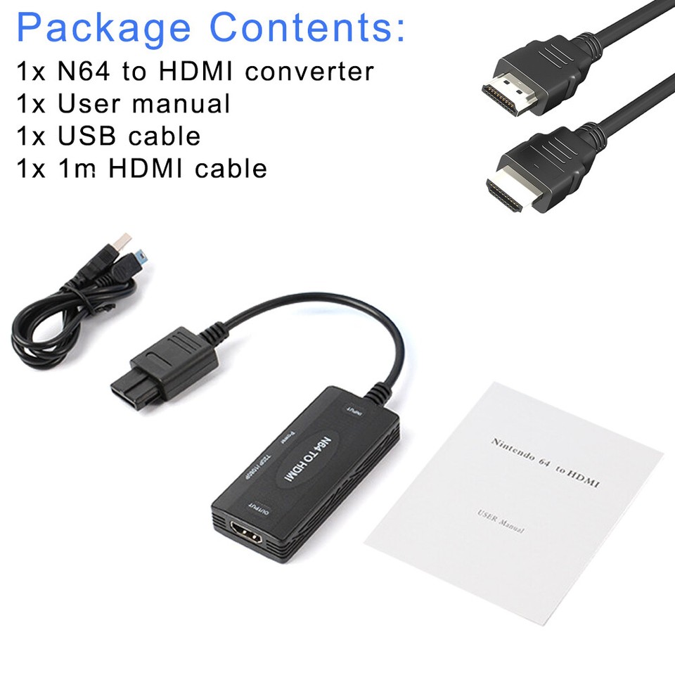N64 To HDMI Converter Adapter 1080p HD Cable For Nintendo Gamecube NES ...
