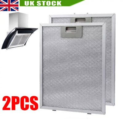 2pcs Kitchen Cooker Hood Filter Replacement Metal Mesh Aluminum Grease ...