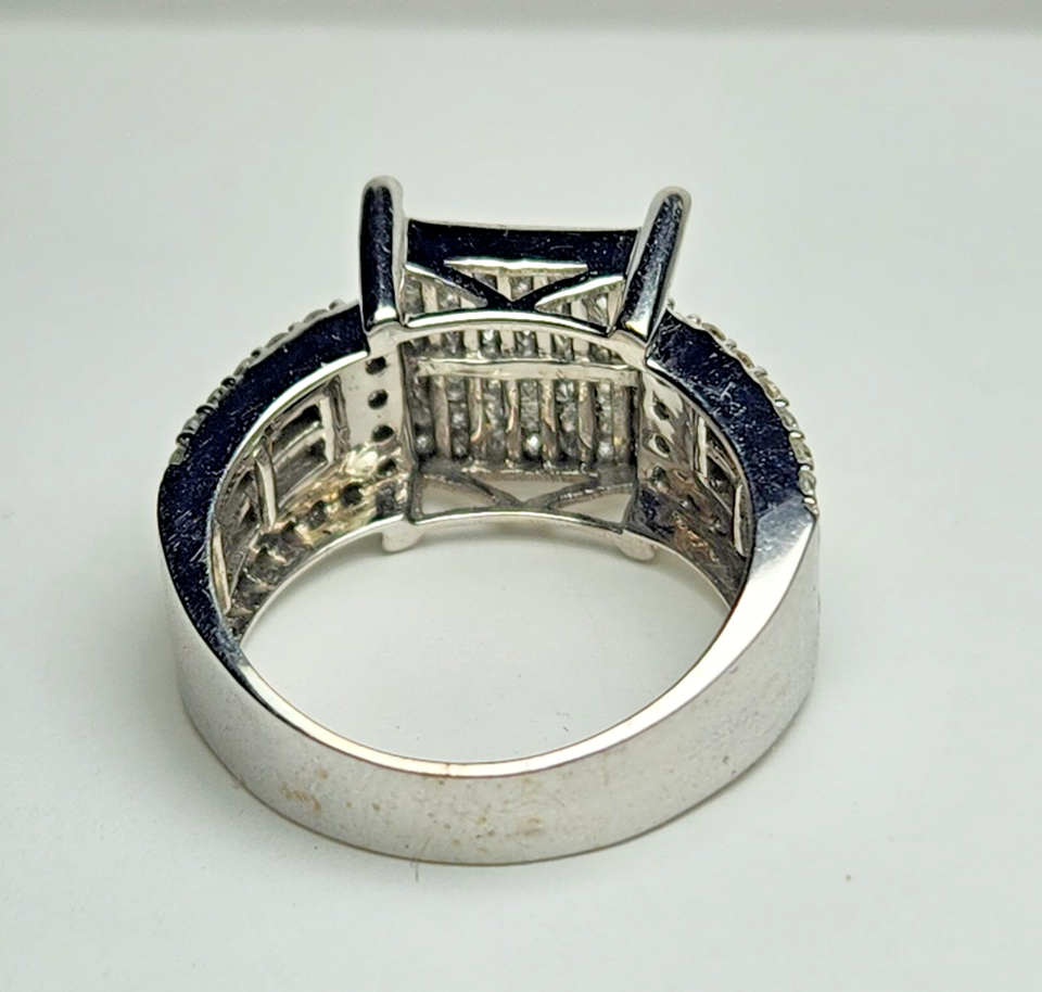 Estate 14K White Gold 2.40ct Diamond Ring Princess Cut Invisible Set ...