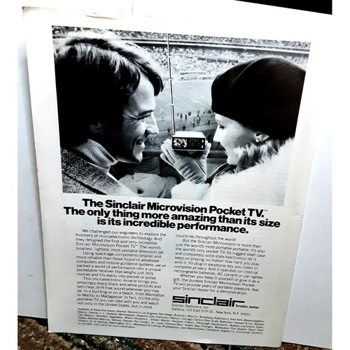 1978 Sinclair Microvision Pocket TV Original Print Ad | eBay