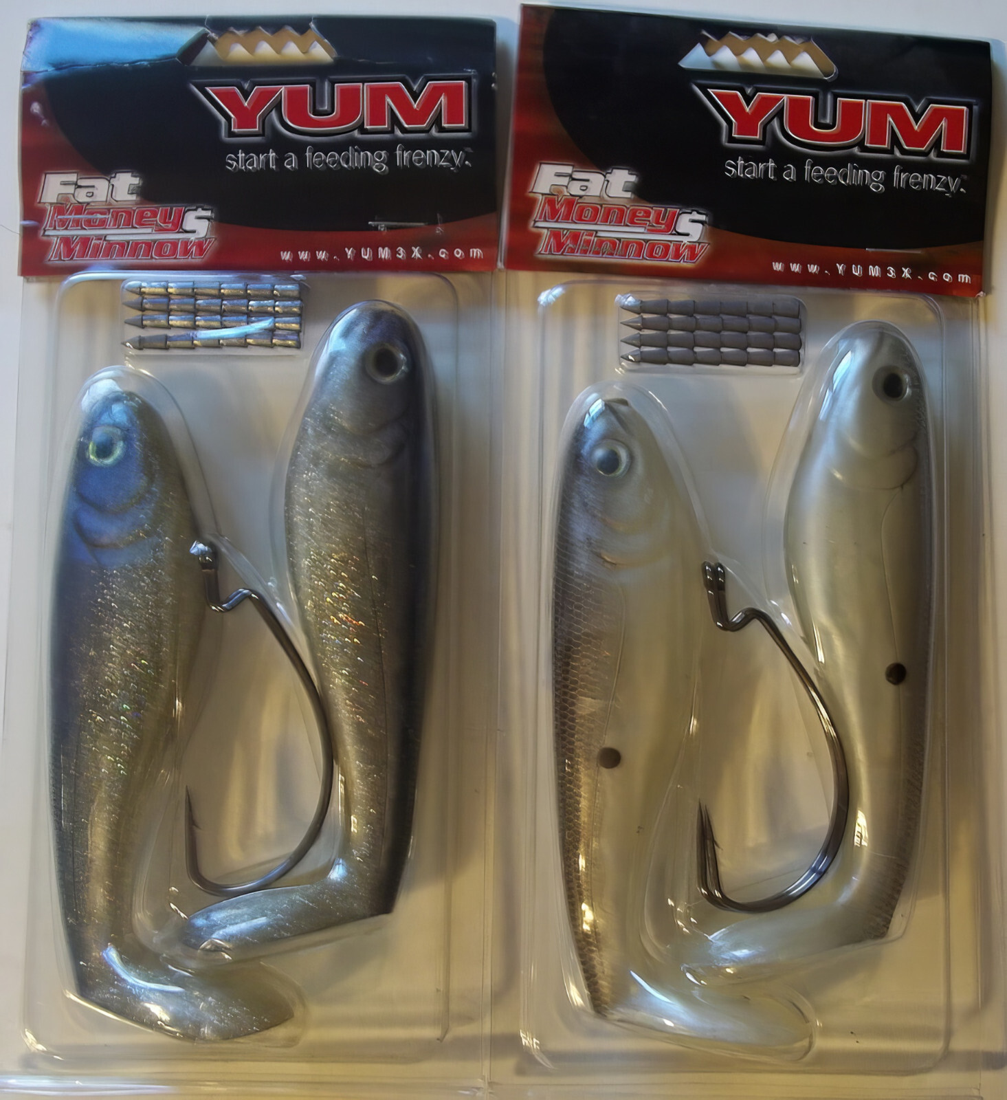 (2) Pack YUM Fat Money Minnow Paddletail Swimbait(Mixed Color 5)Bass ...