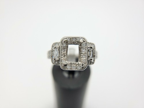 Gregg Ruth Platinum Emerald Round Brilliant Diamond 1.00ctw Engagement ...