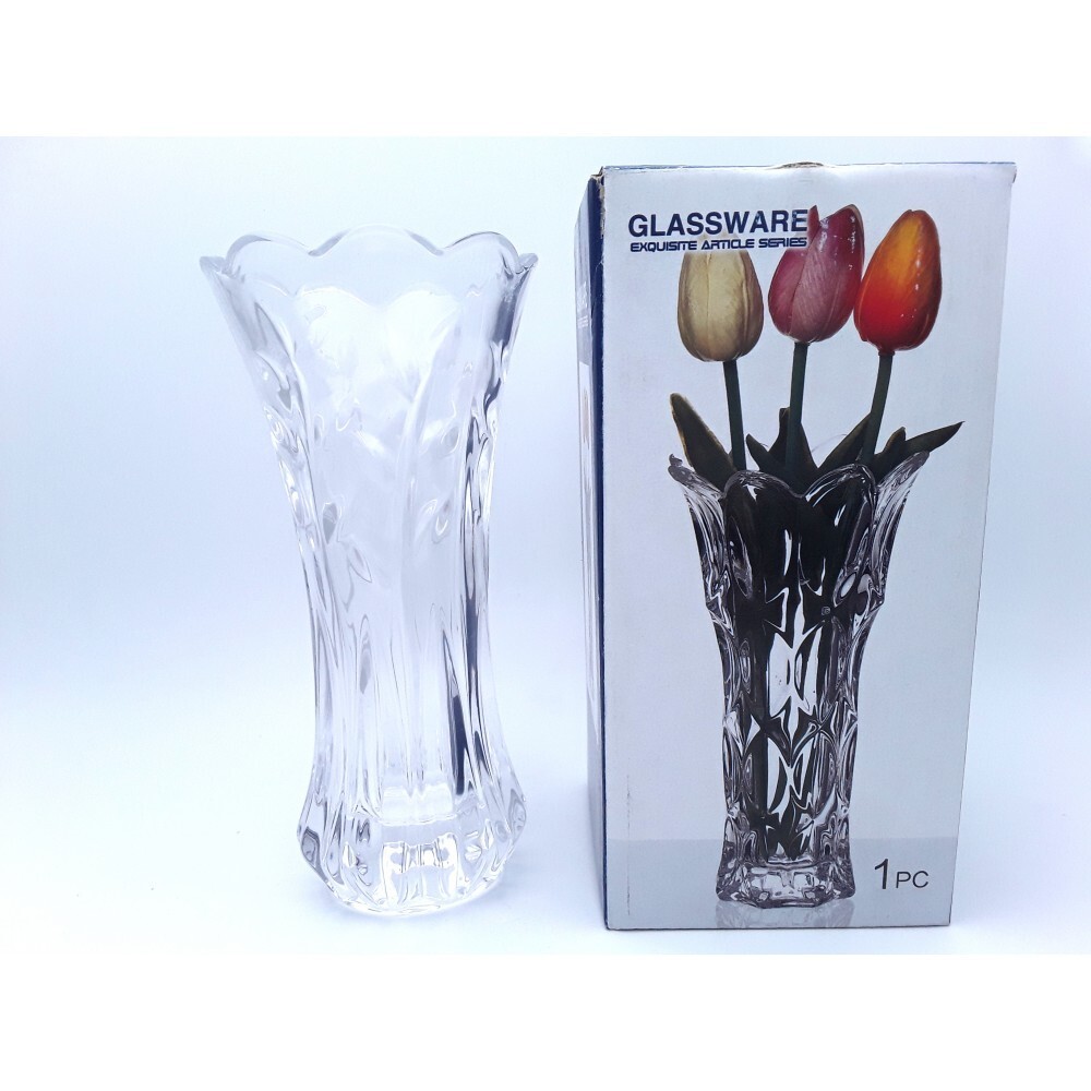 Transparent Glass Flower Vase Tall 20Cm Glass Fancy Coloured Decoration ...