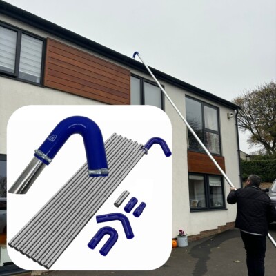 Gutter Vacuum Pole Kit 25ft Long Reach Drain Pipe Cleaning System ...