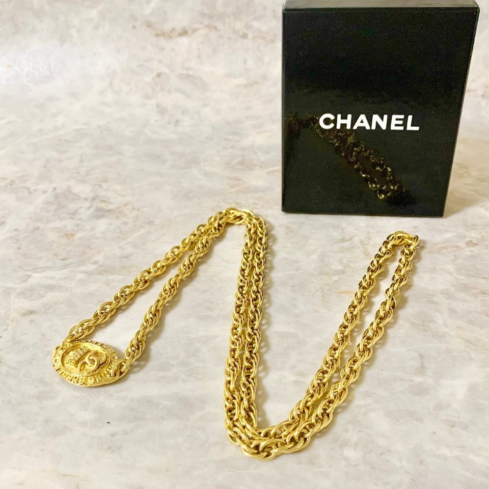 Chanel Necklace Long Coco Crown Oval Vintage Chain Logo r3_0805 | eBay
