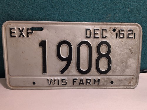 Vtg 1962 WISCONSIN FARM License Plate #1908 | eBay