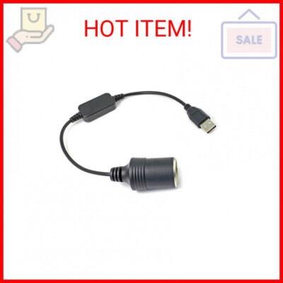 USB to 12V DC Adapter - USB A Male to 12V Car Cigarette Lighter Socket ...