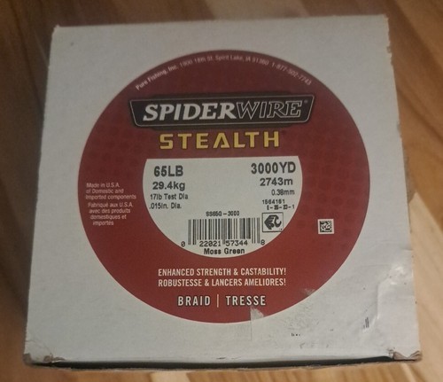Spider Wire Stealth Moss Green 65 LB Test 3000 Yds Braided Fishing Line ...