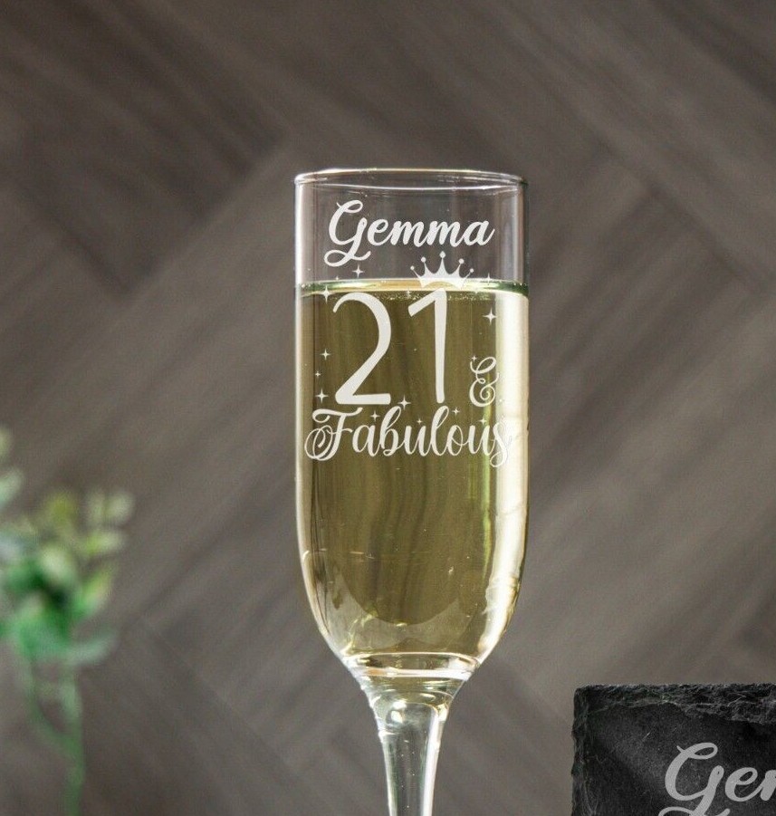 Personalised 21st Champagne Glass 21 and Fabulous Engraved 21st ...
