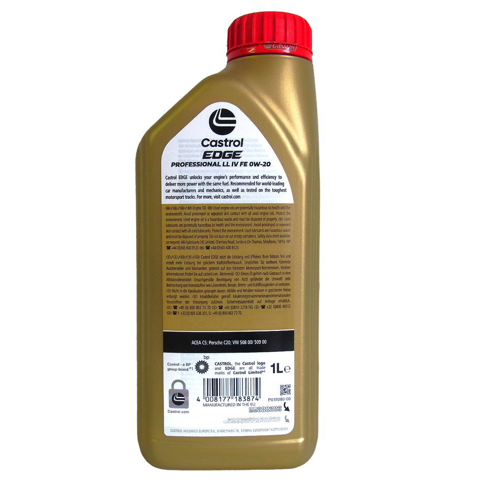 0W-20 Motorenöl 1L Castrol Edge Professional LL IV FE VW 50800 50900 ...