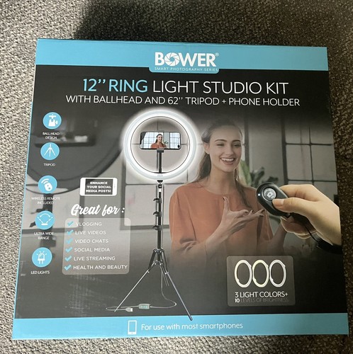 Bower 12" LED Ring Light Kit Tripod Selfie Social Media Live Streaming ...