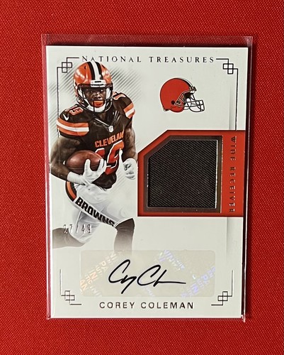 2017 NATIONAL TREASURES COREY COLEMAN PATCH AUTOGRAPH /49 CLEVELAND ...