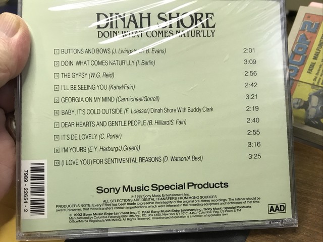 Doin' What Comes Naturally by Dinah Shore (CD, Dec-1995, Sony Music ...