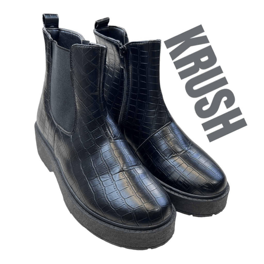 Krush Womens Faux Leather Croc Embossed Round Toe Chelsea Ankle Boots ...