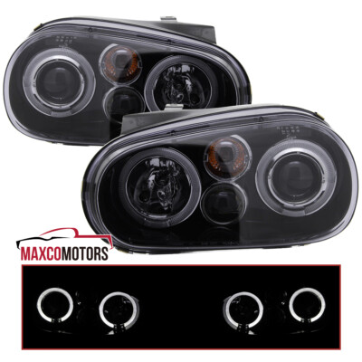 Smoke Projector Headlights Fits 1999-2005 VW Golf GTI R32 MK4 LED Halo ...