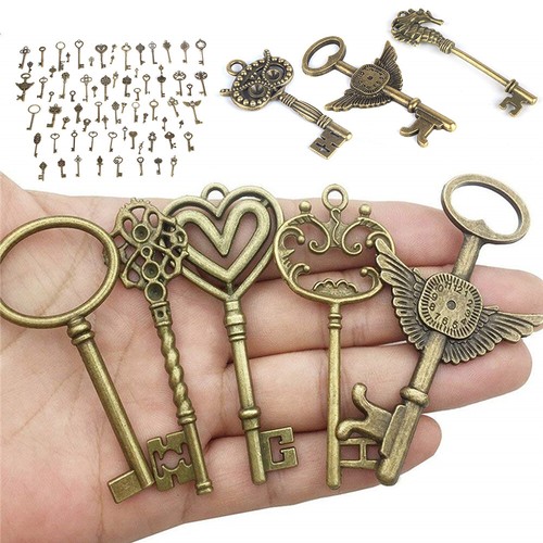 69Pcs Skeleton Vintage Old Keys Multi Style Antique Bronze Lock Key ...