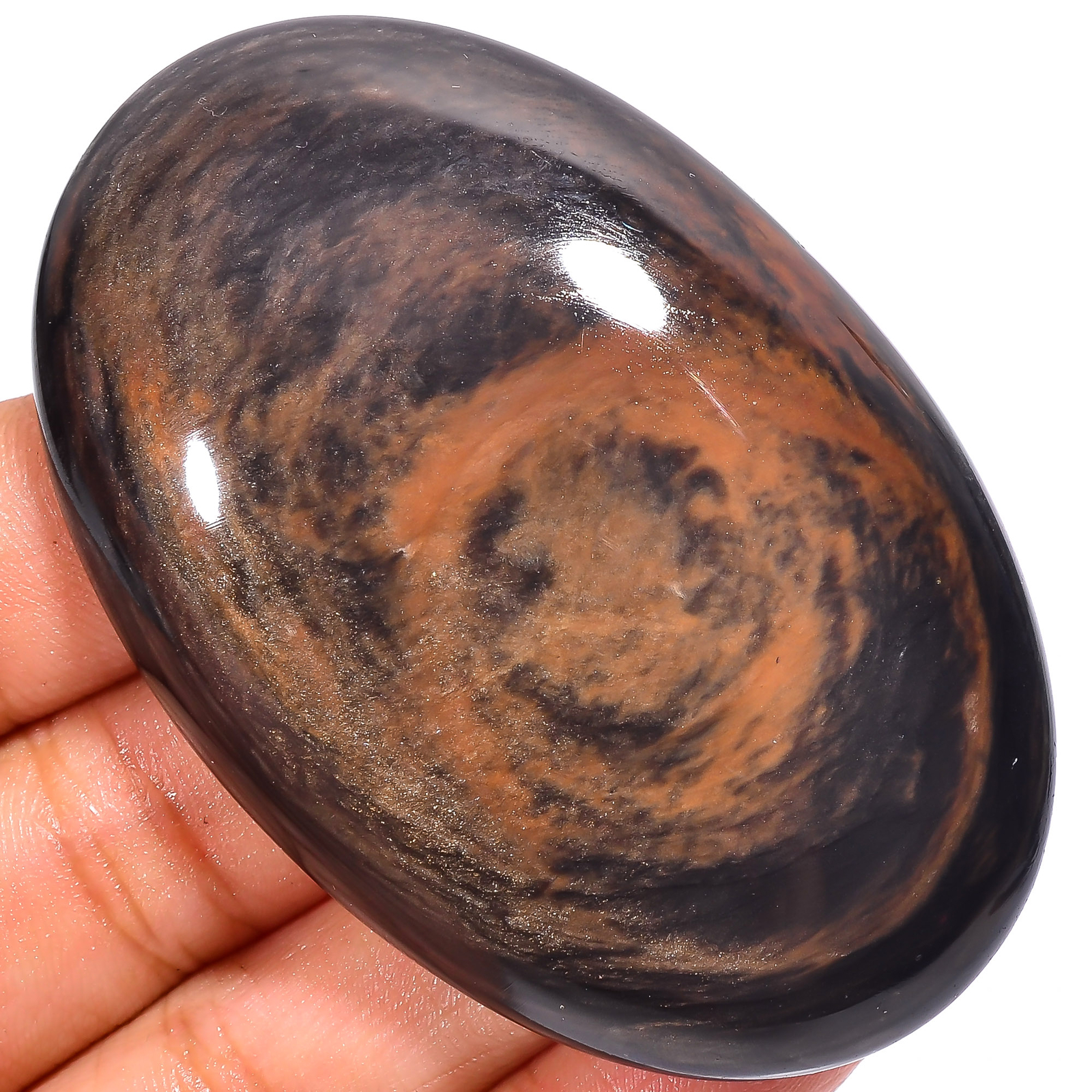 Natural Golden Sheen obsidian Oval Cabochon Gemstone 207.5 Ct ...