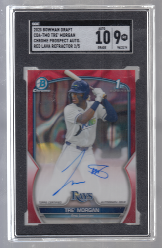 2023 BOWMAN CHROME DRAFT TRE MORGAN 1ST /5 RED LAVA AUTOGRAPH SGC 9 / ...