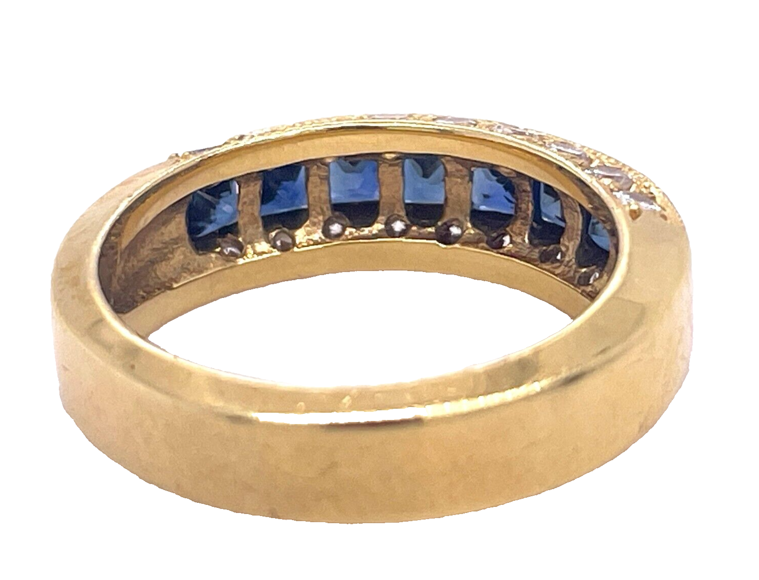 18k Yellow Gold Sapphire & Diamond Ring Signed RJM | eBay