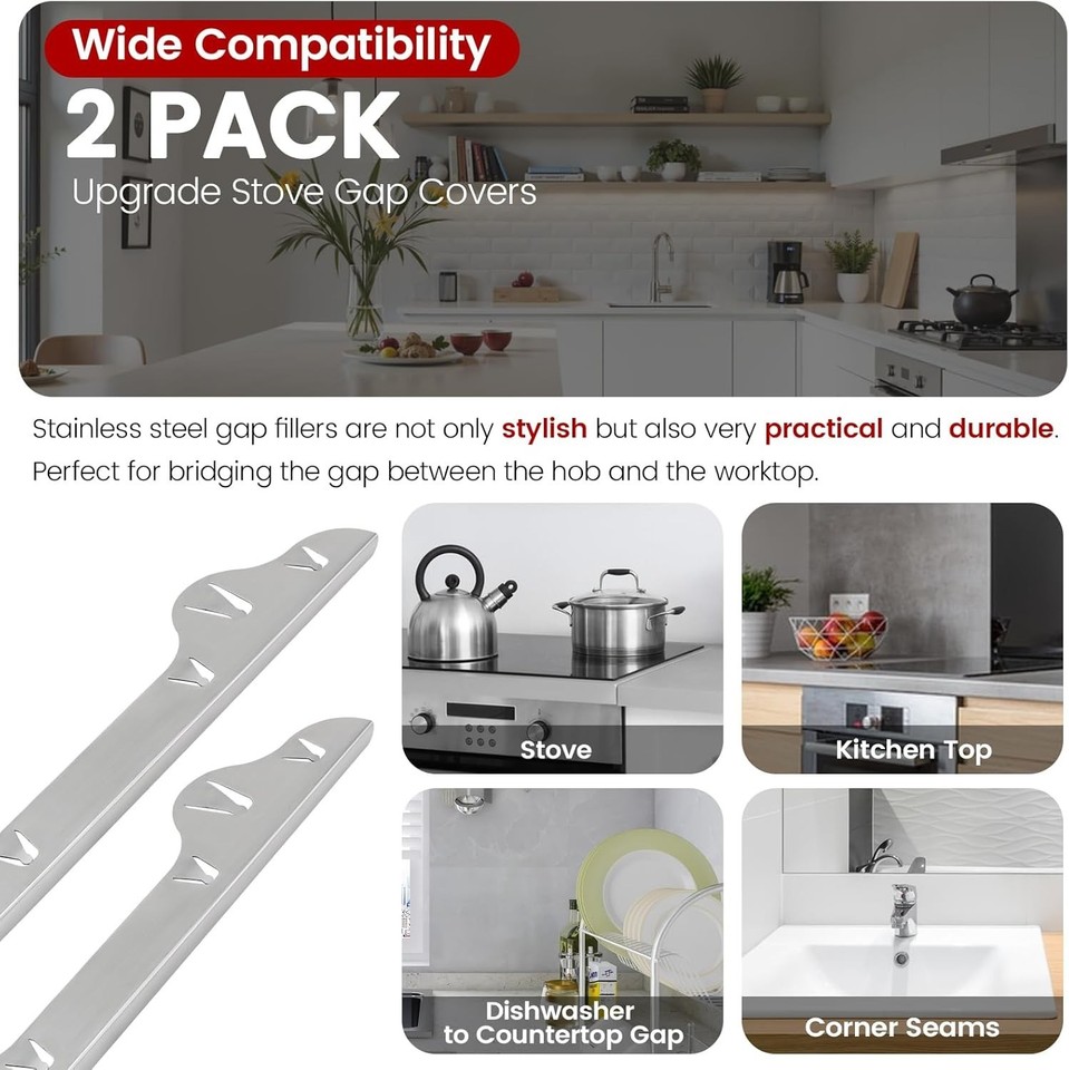 2 Pack Stove Gap Covers, 316 Stainless Steel, Length 25.5"-51" | eBay