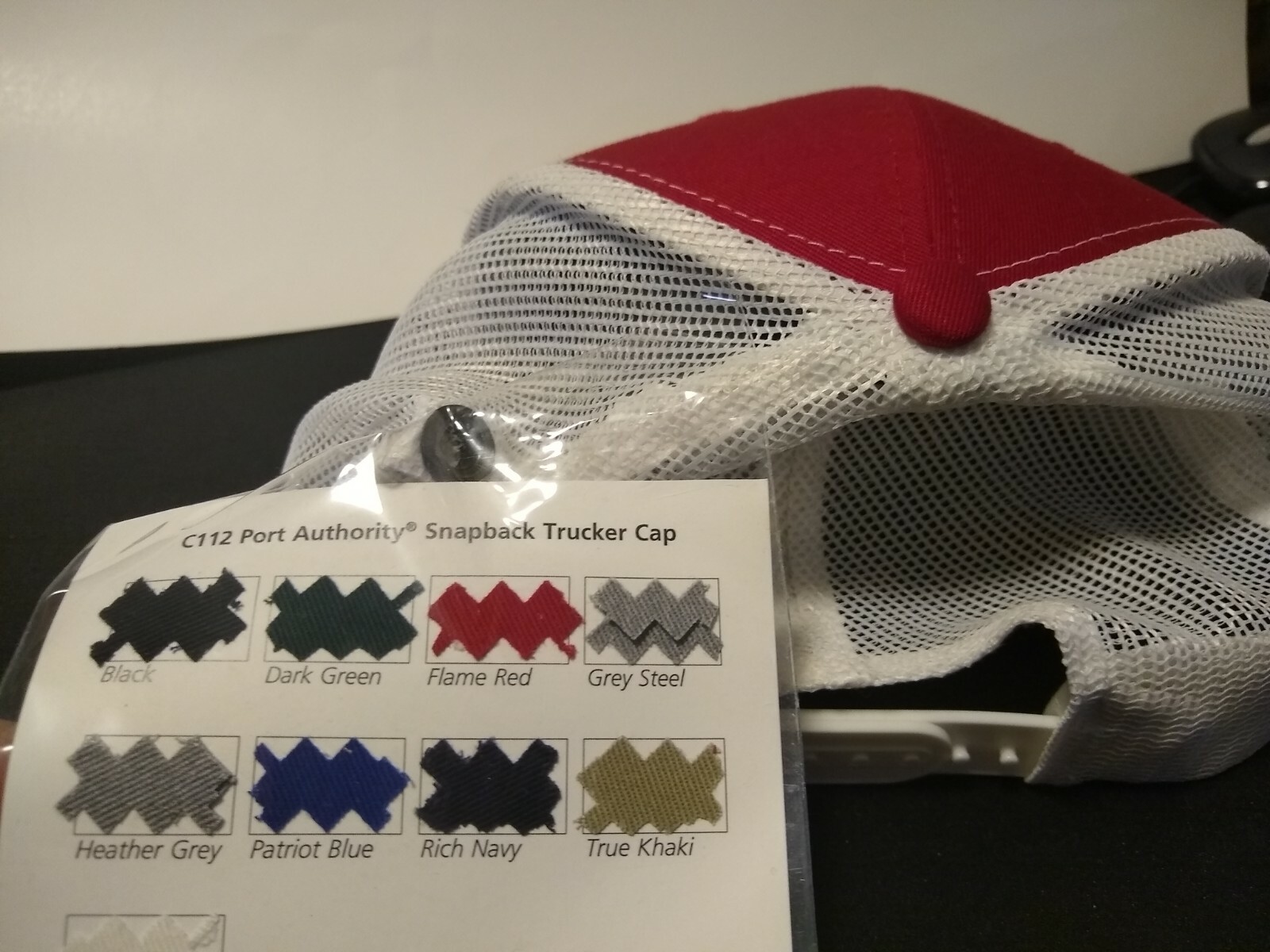 Port Authority C112 Red and White Trucker Mesh Snapback Hat/Cap | eBay