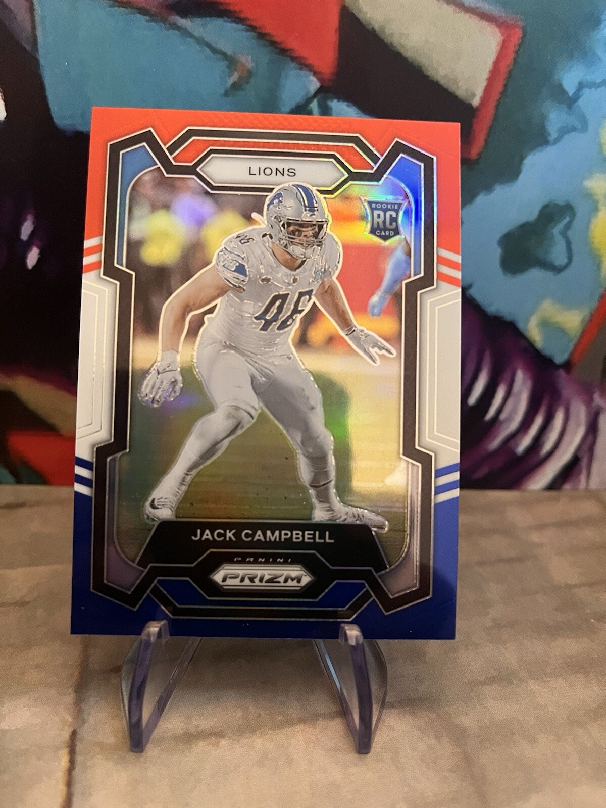 2023 Panini Prizm Jack Campbell Red White Blue RWB Detroit Lions Rookie ...
