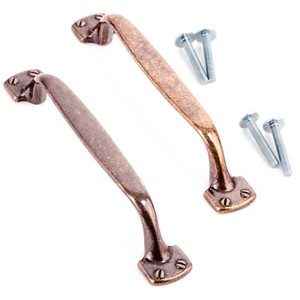 2x ANTIQUE BRASS SHAKER HANDLES 96mm CC Rustic Kitchen Cupboard/Drawer ...