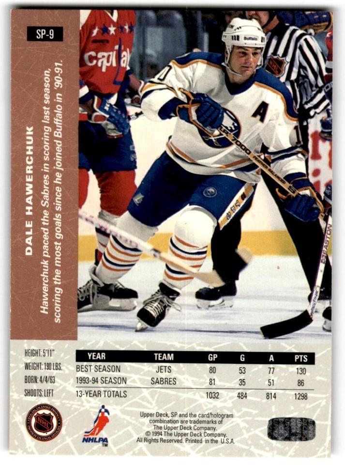 Dale Hawerchuk 1994-95 Upper Deck SP #SP-9 Buffalo Sabres | eBay
